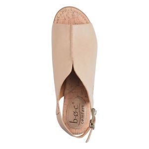 boc | Shoes | Boc Womens Beige Logo Tesia Round Toe Block Heel Leather ...